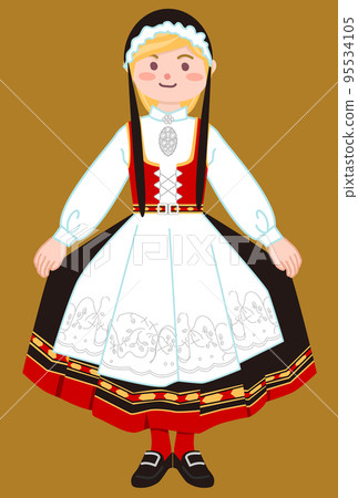 Woman in Norwegian national costume - Stock Illustration [95534105] - PIXTA