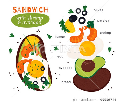 Cartoon sandwich recipe elements. Different... - Stock Illustration ...