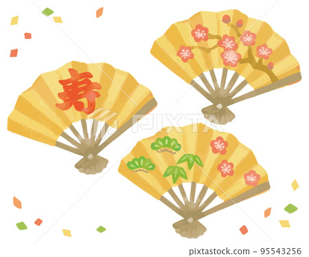 Illustration material of a gold fan in a... - Stock Illustration ...