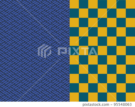 Japanese-style pattern of checkered pattern and... - Stock Illustration ...