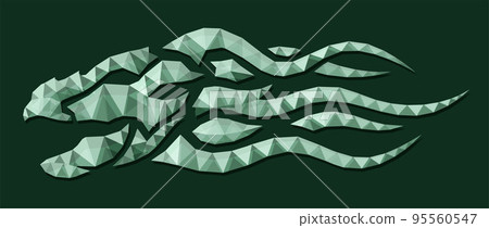 Low poly art with green evil monster head - Stock Illustration ...