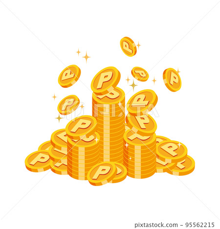 Illustration of point coins piling up - Stock Illustration [95562215 ...