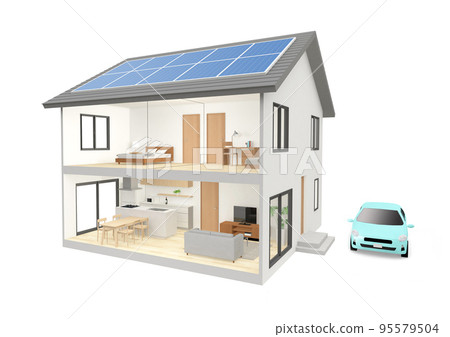 Cross-section CG perspective of a two-story... - Stock Illustration ...