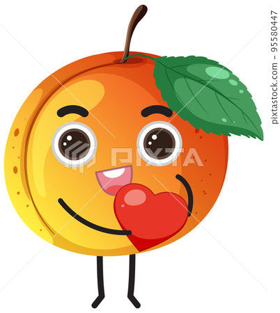 Peach with cute face cartoon character - Stock Illustration [95580447 ...