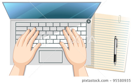 Hands typing on computer keyboard - Stock Illustration [95580935] - PIXTA
