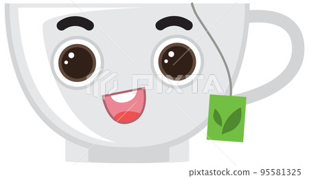 Tea cup with cute face - Stock Illustration [95581325] - PIXTA