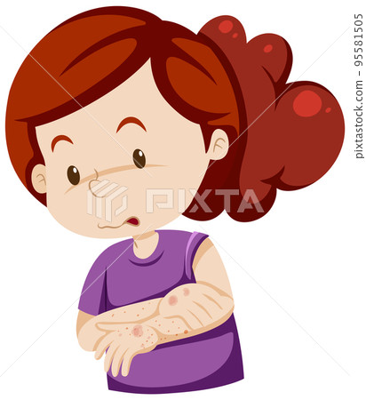 Cartoon character with skin rashes symptoms - Stock Illustration ...