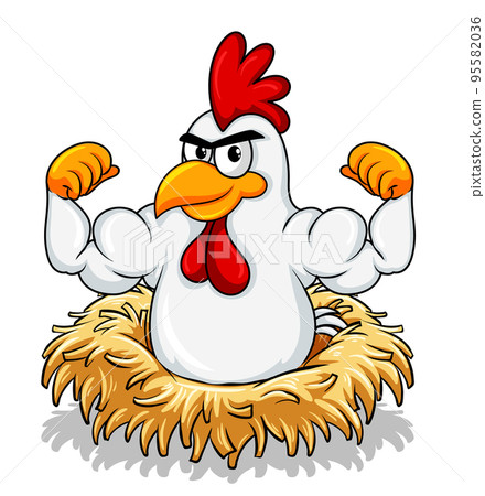 Muscular rooster cartoon character - Stock Illustration [95582036] - PIXTA