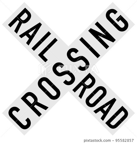Road sign of train crossing road on white... - Stock Illustration ...