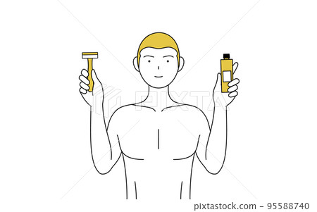 Line drawing of a depilated man, posing with... - Stock Illustration ...
