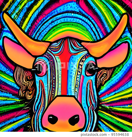 psychedelic cow - Stock Illustration [95594638] - PIXTA
