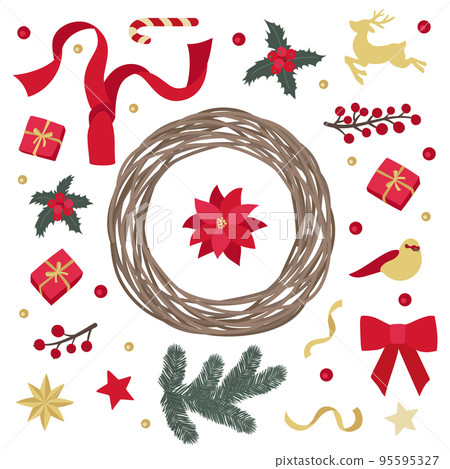 DIY Christmas wreath and winter objects set - Stock Illustration ...