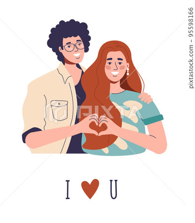 A man and a woman confess their love. Vector... - Stock Illustration ...