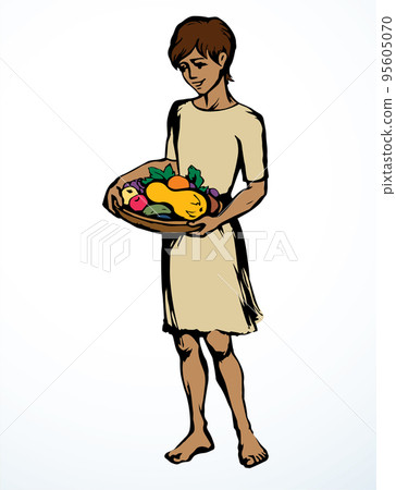 Ancient servant boy. Vector drawing - Stock Illustration [95605070] - PIXTA