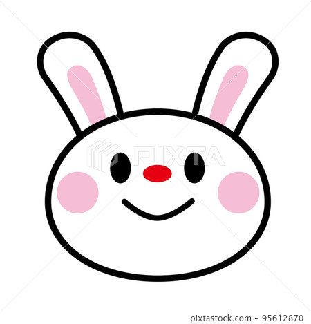 Simple cute rabbit face icon (basic) - Stock Illustration [95612870 ...
