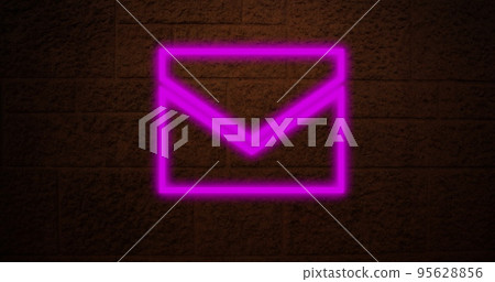 Image of neon email symbol over brick wall-插圖素材 [95628856] - PIXTA圖庫