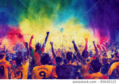 Soccer fans. Football hooligans. Football fans... - Stock Illustration ...