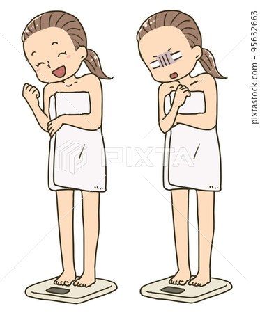 Girl set to measure weight - Stock Illustration [95632663] - PIXTA