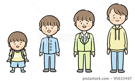 Child's growth process boy full body illustration - Stock Illustration ...
