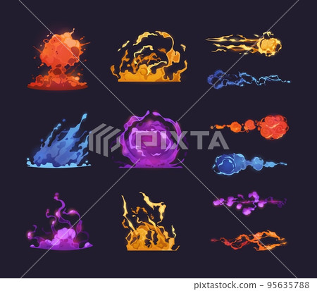 Power blast and explosion. Cartoon colorful... - Stock Illustration ...