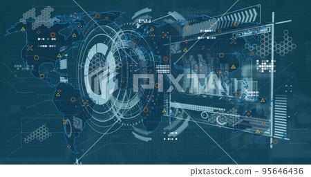 Image of digital interface and data processing... - Stock Illustration ...