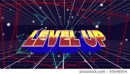 Illustration of level up text with geometric... - Stock Illustration ...