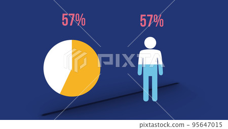 Illustration of 57 percentage with pie chart... - Stock Illustration ...