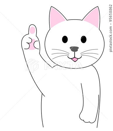 white cat giving advice - Stock Illustration [95658862] - PIXTA