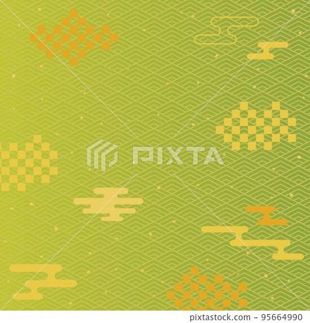 Green Japanese Pattern Cloud Background Material - Stock Illustration ...