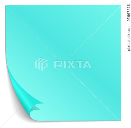 Curled corner paper square. Blue memo note - Stock Illustration ...
