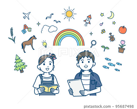 Reading to enrich knowledge and imagination... - Stock Illustration ...
