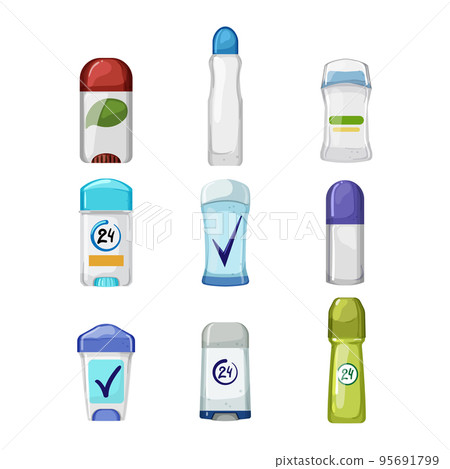 deodorant women set cartoon vector illustration - Stock Illustration ...
