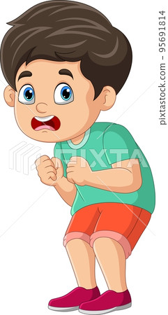 Cartoon boy standing and scared expression - Stock Illustration ...