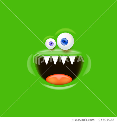 Vector funny green monster face with open mouth... - Stock Illustration ...