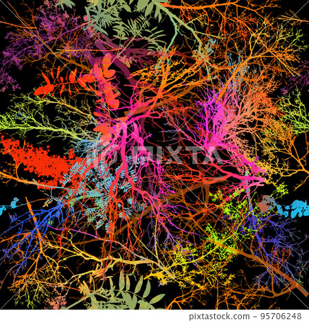 Seamless pattern multicolored tree branches on... - Stock Illustration [95706248] - PIXTA