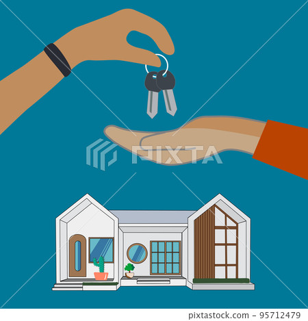 The home salesman and the key to the new owner.... - Stock Illustration ...