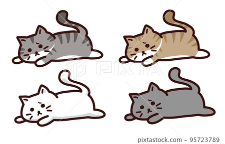 4 types of dissatisfied cats lying down with... - Stock Illustration ...