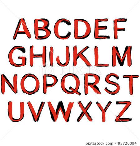 Double-layered brush strokes font.Hand drawn...-插圖素材 [95726094] - PIXTA圖庫