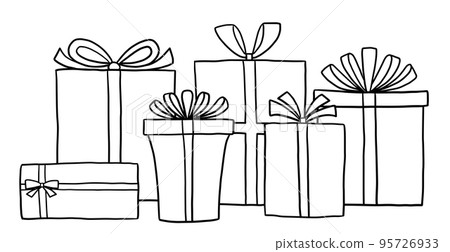 Gift line drawing simple - Stock Illustration [95726933] - PIXTA