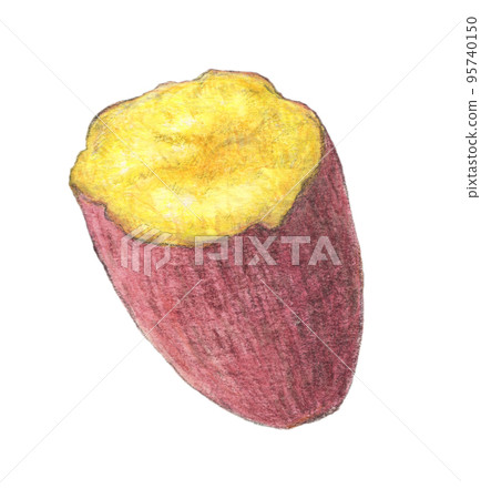 Baked sweet potato drawn with watercolor pencils - Stock Illustration ...