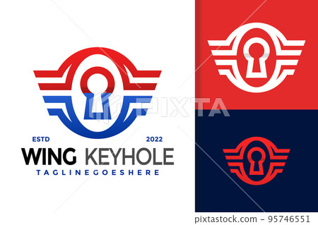 Wing Keyhole Logo Design, brand identity logos... - Stock Illustration ...