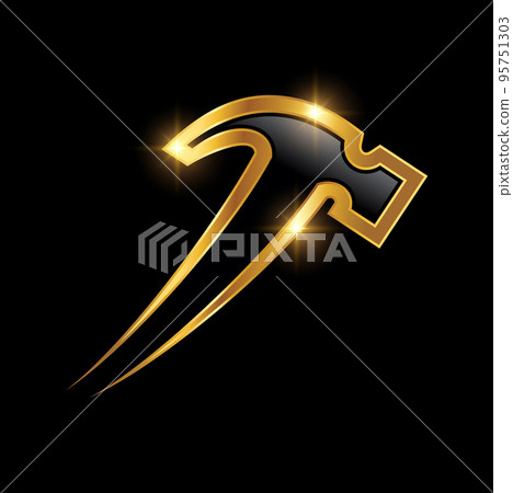 Golden Luxury Hammer Logo Sign - Stock Illustration [95751303] - PIXTA