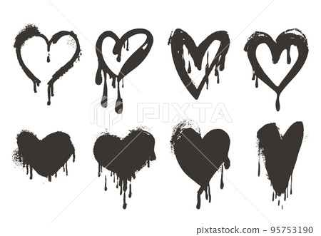 Spray ink hearts. Valentine day heart elements,... - Stock Illustration ...