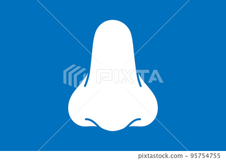 Human nose symbol isolated on blue background.... - Stock Illustration ...