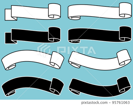 Set of 8 types of monotone spinning ribbons... - Stock Illustration ...
