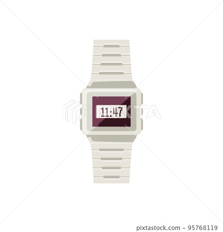 Retro digital wrist watch, flat vector... - Stock Illustration ...