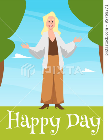 Happy day banner or flyer mockup with happy... - Stock Illustration ...