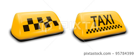 Vector 3d Realistic Taxi Car Roof Sign Icon Set... - Stock Illustration ...