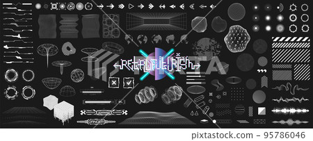 Retro futuristic shapes, tech cyberpunk user... - Stock Illustration [95786046] - PIXTA