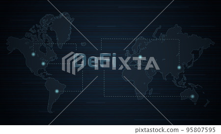 DeFi decentralized finance on world map with... - Stock Illustration ...